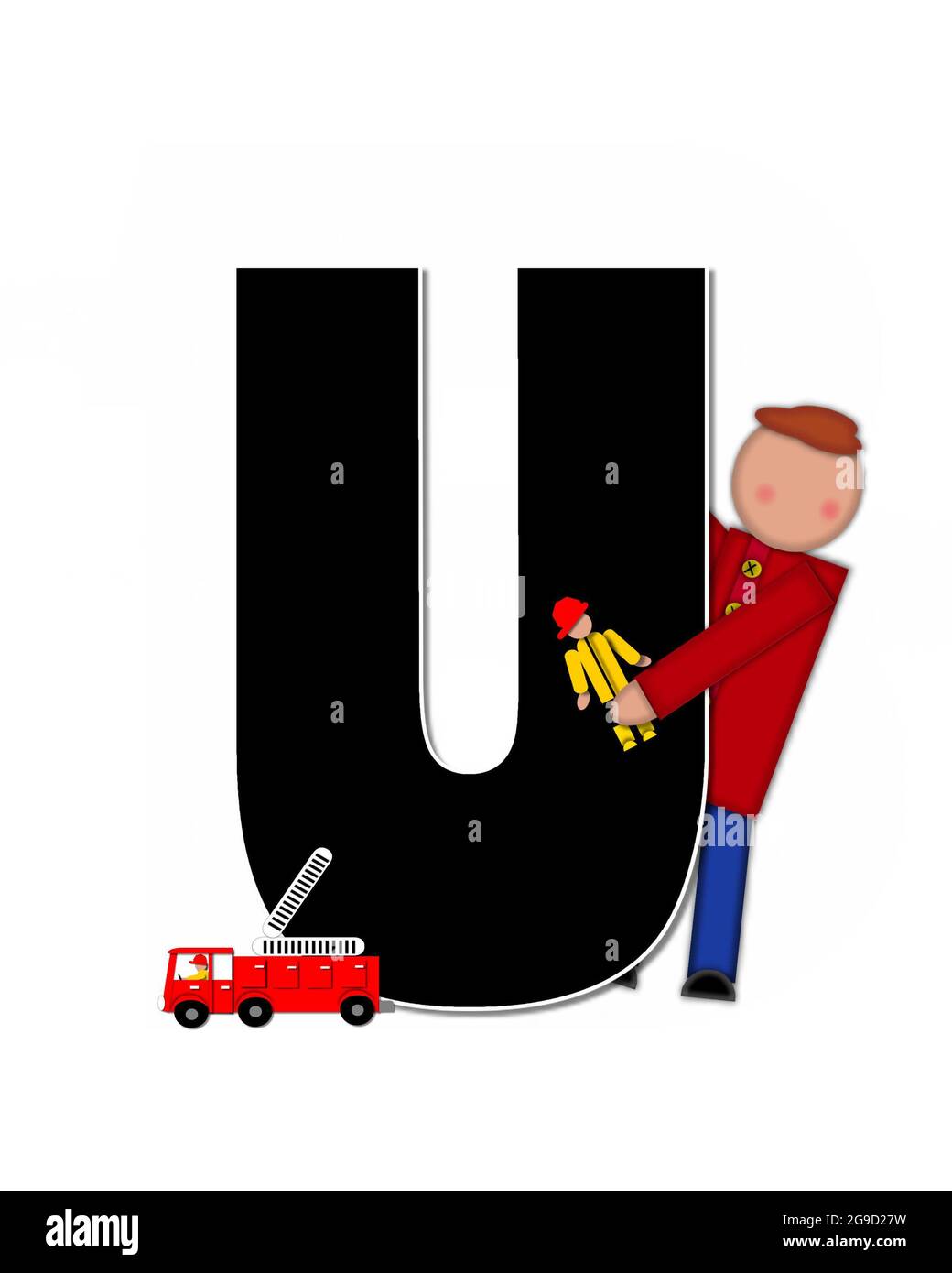 The letter U, in the alphabet set "Children Play Time," is decorated a ...