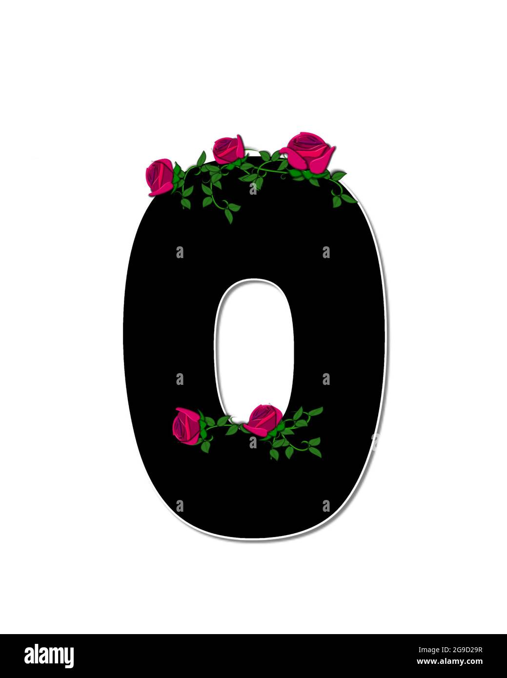 The letter O, in the alphabet set "Rose Trellis," is black with white ...