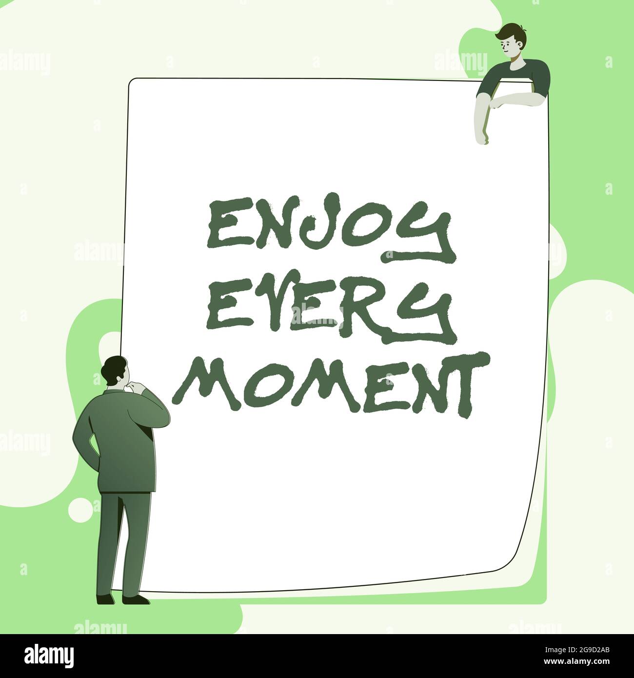 Hand writing sign Enjoy Every Moment. Business concept stay positive ...