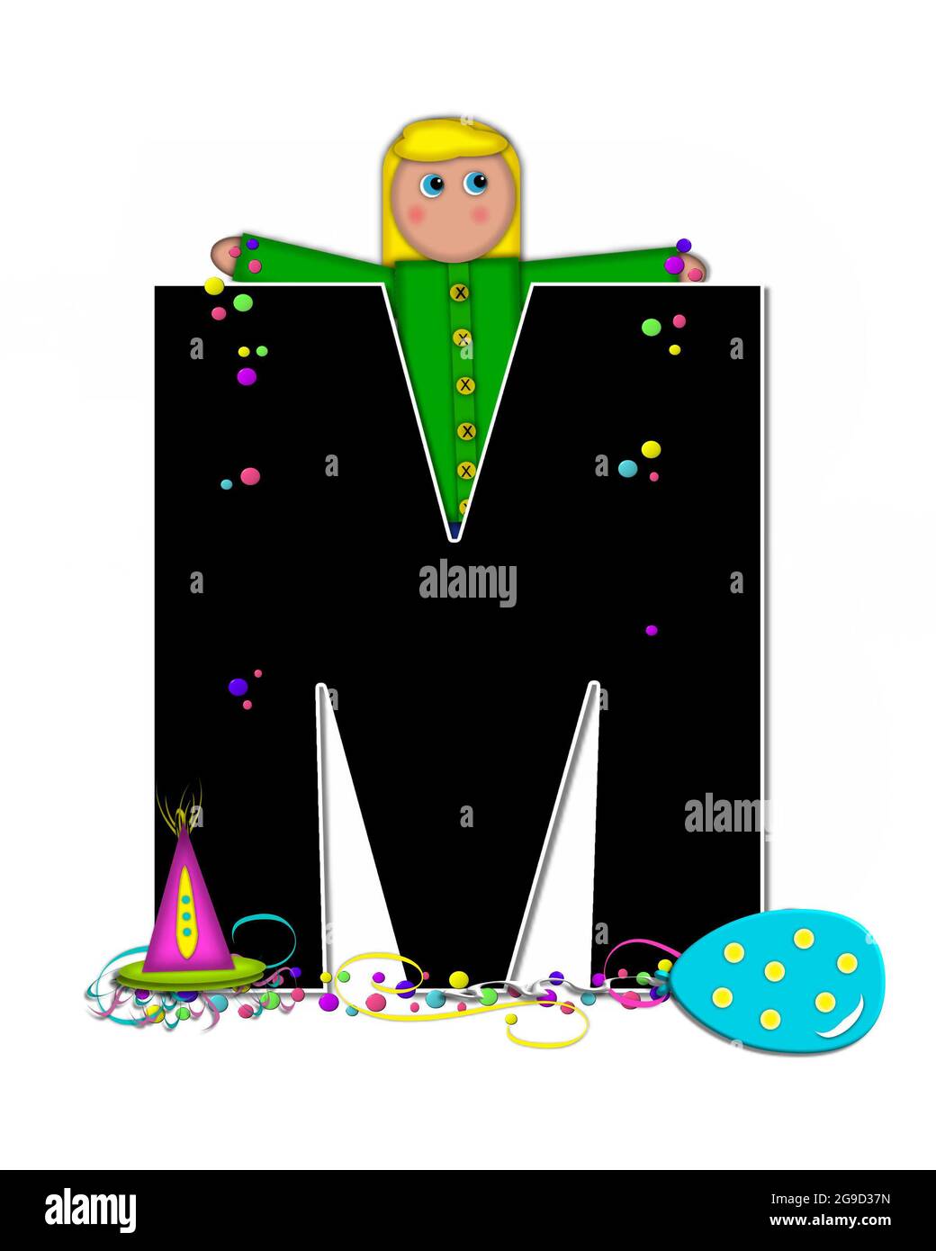 The letter M, in the alphabet set "Children Birthday Celebration" is ...