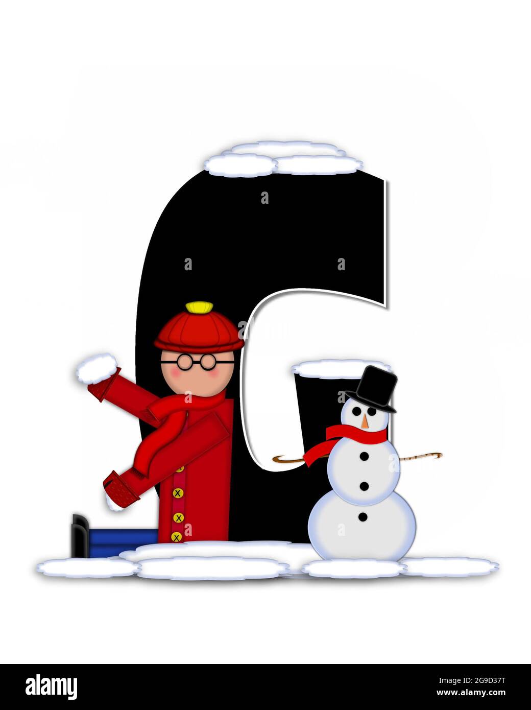 The letter G, in the alphabet set "Children Building Snowman" is black ...