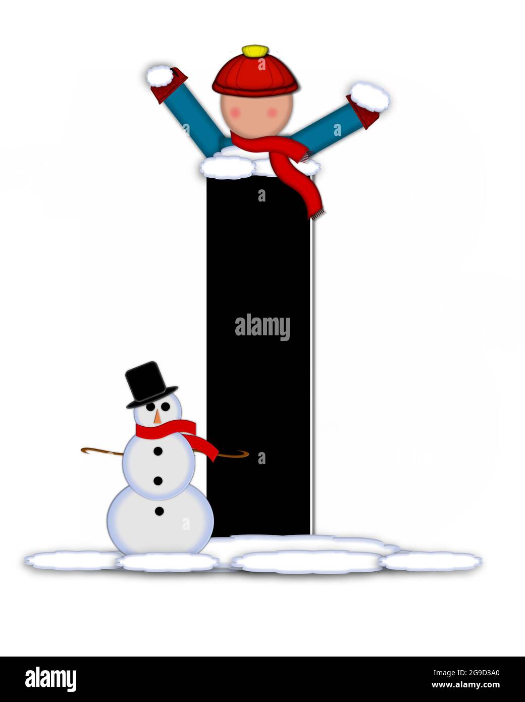 The letter I, in the alphabet set "Children Building Snowman" is black ...