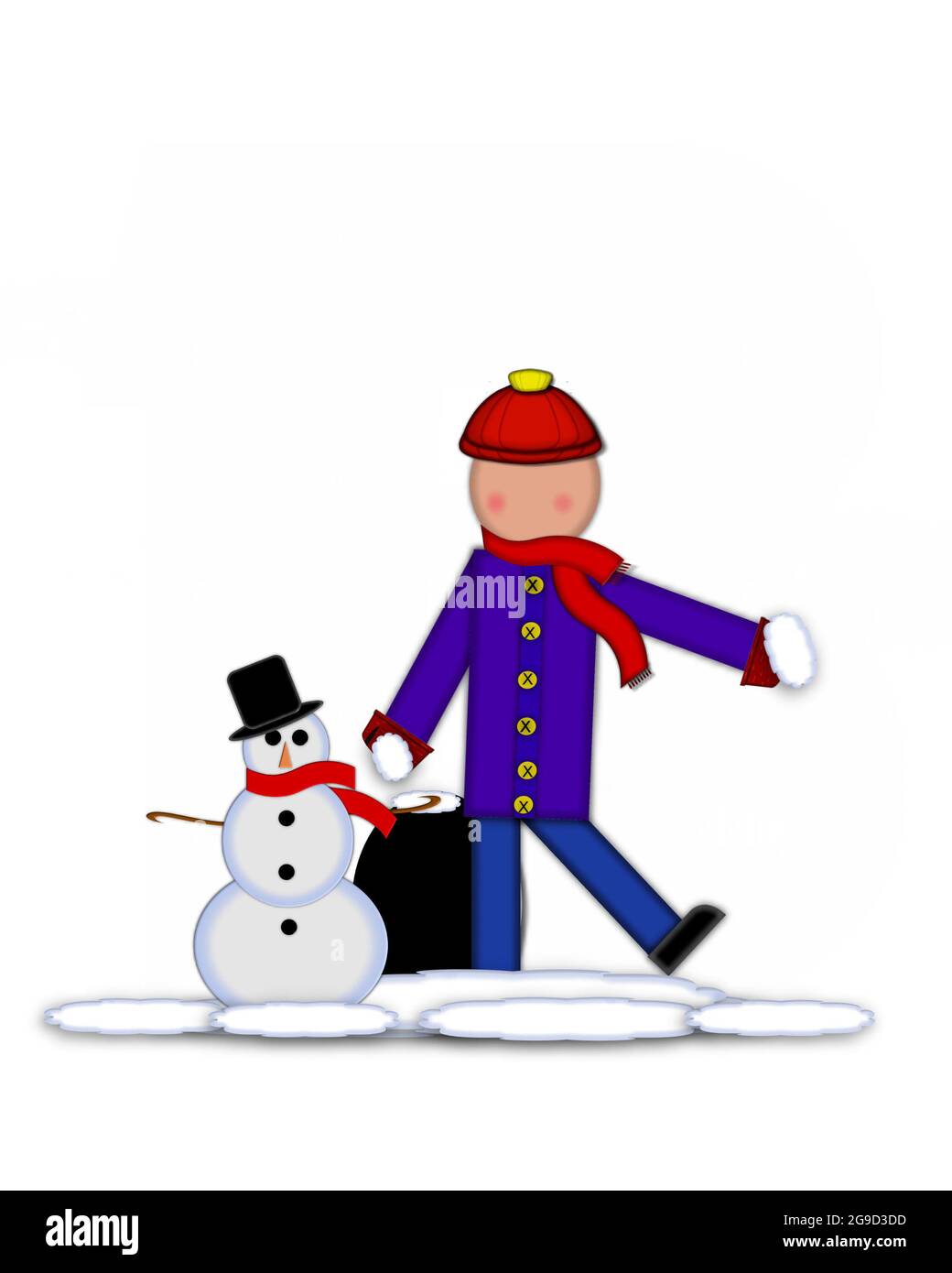 Period, in the alphabet set "Children Building Snowman" is black and ...