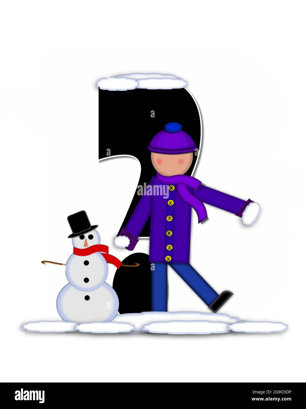 Question mark, in the alphabet set "Children Building Snowman" is black ...