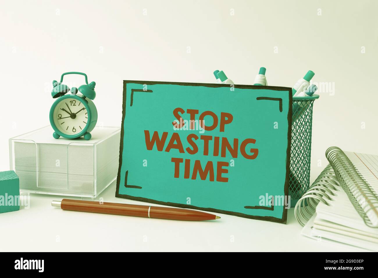 Text sign showing Stop Wasting Time. Business showcase Organizing ...