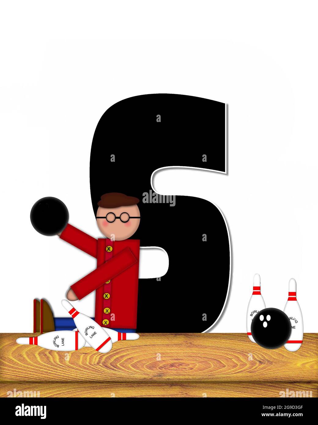 The letter S, in the alphabet set "Children Bowling Lane," is decorated ...
