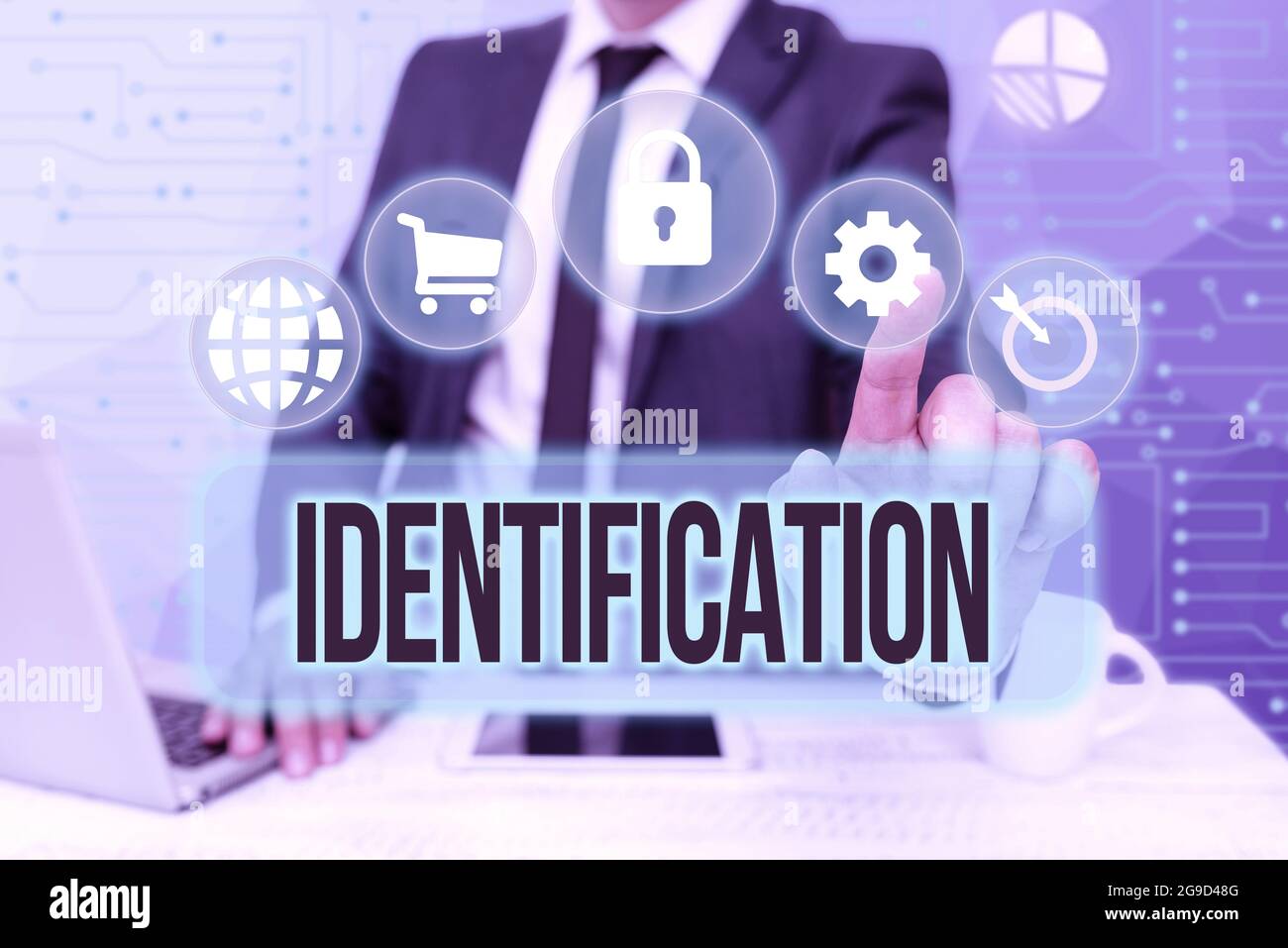 Sign displaying Identification, Business approach an action or ...