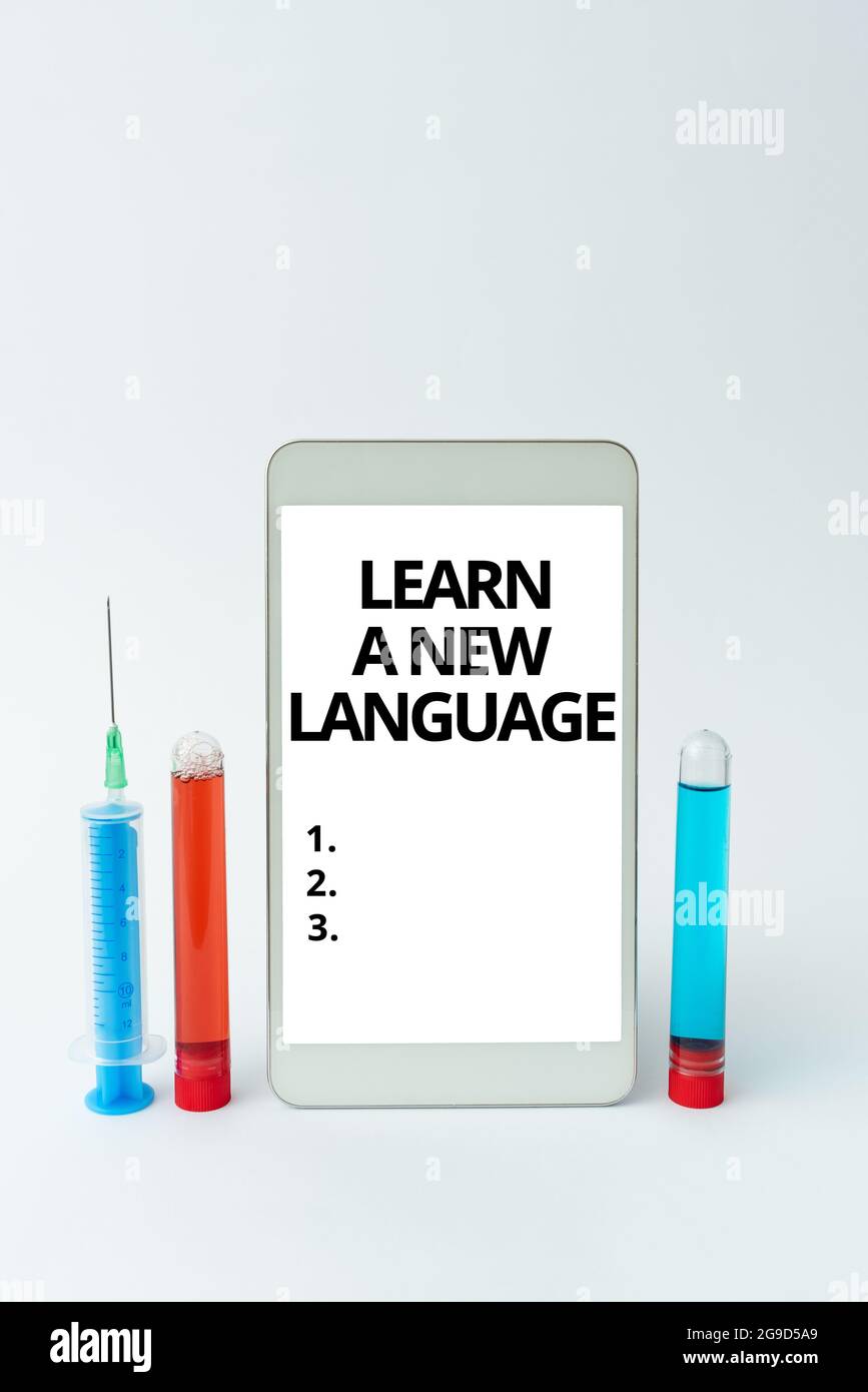 Text caption presenting Learn A New Language. Word Written on ability ...