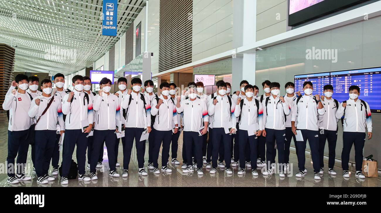 Seoul, South Korea. 26th July, 2021. S. Korean baseball team leaves for ...