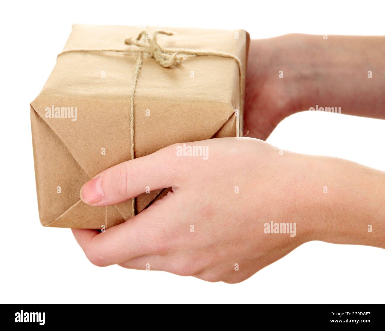 parcel box in woman hands, isolated on white Stock Photo - Alamy