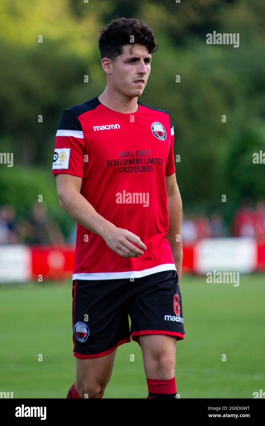 Ben Thomas of Trefelin in action. Trefelin v Swansea City u23 friendly ...