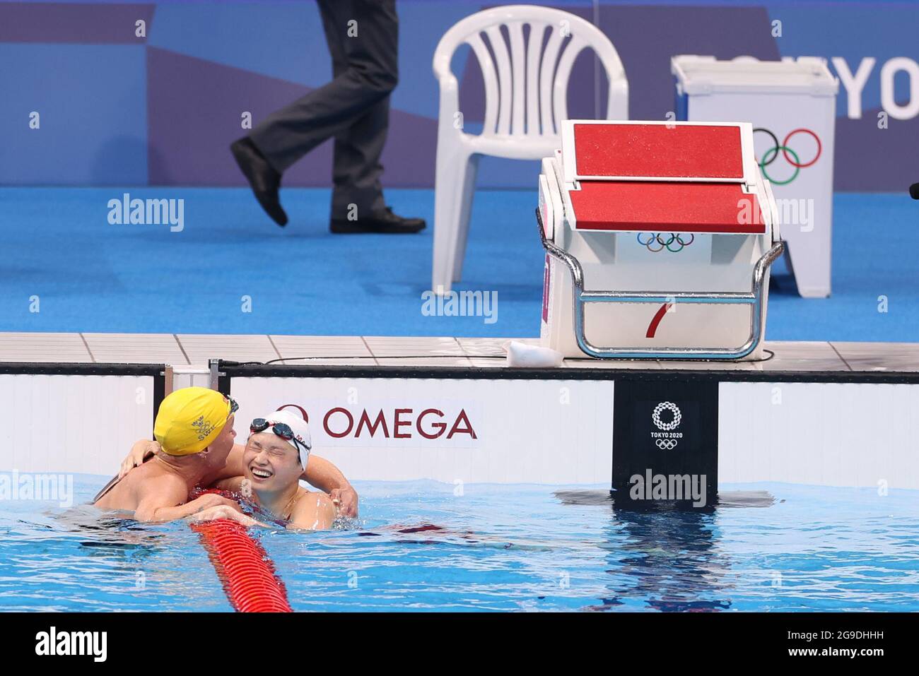 Tokyo, Japan. 26th July, 2021. Margaret MacNeil (R) of Canada laughs ...