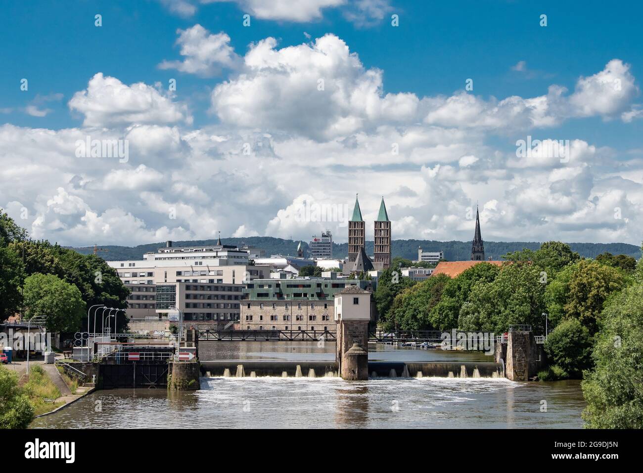 Kassel, Germany. 07th July, 2021. View of the Kassel city lock with the ...