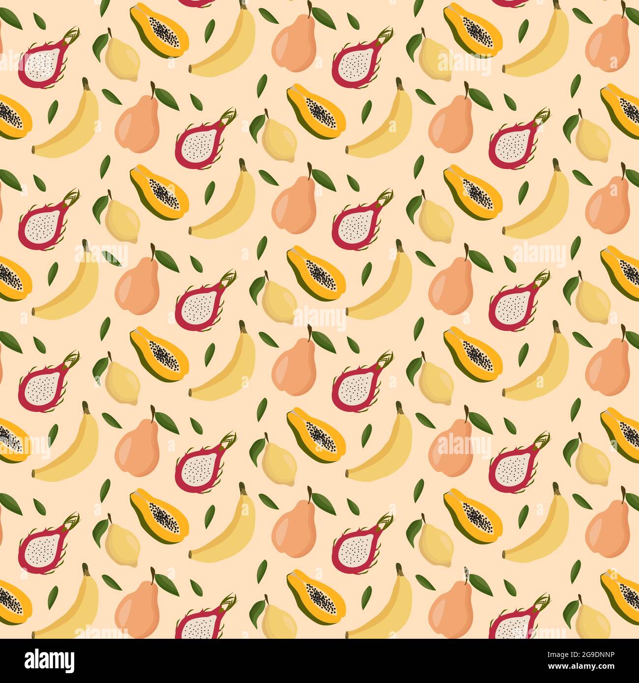 fruit pattern banana dragon fruit papaya Stock Vector Image & Art - Alamy
