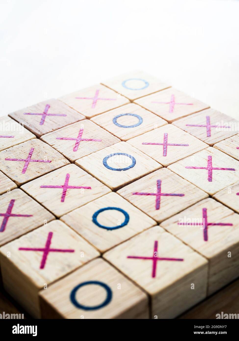 Tic tac toe, ox game board made by wooden block isolated on white ...