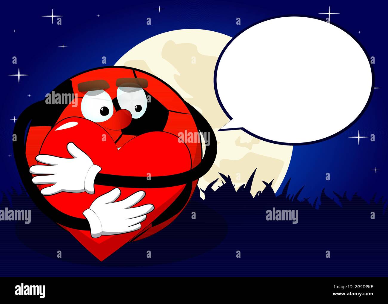 Soccer ball hugging big red heart. Traditional football ball as a ...