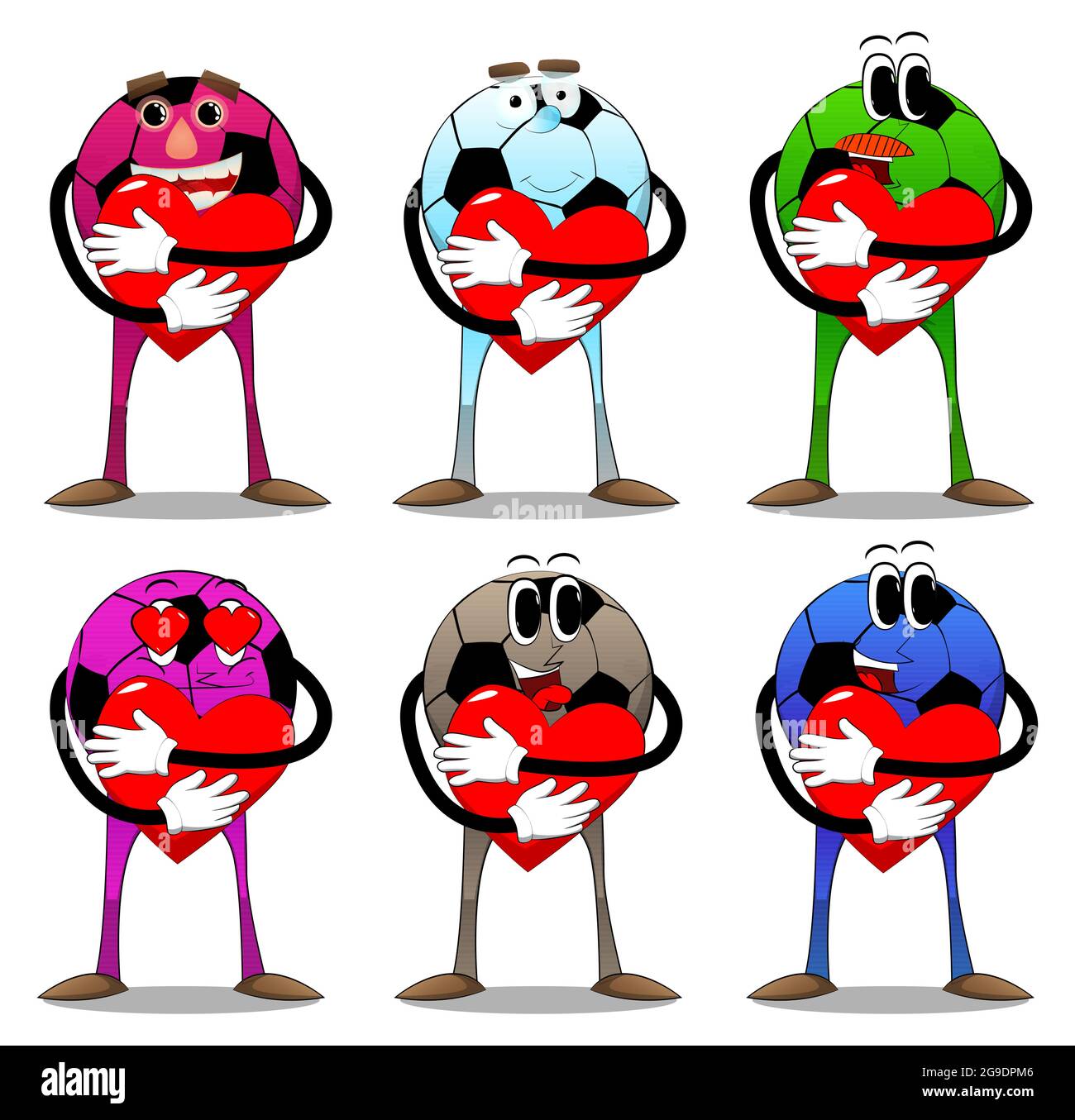 Soccer ball hugging big red heart. Traditional football ball as a ...