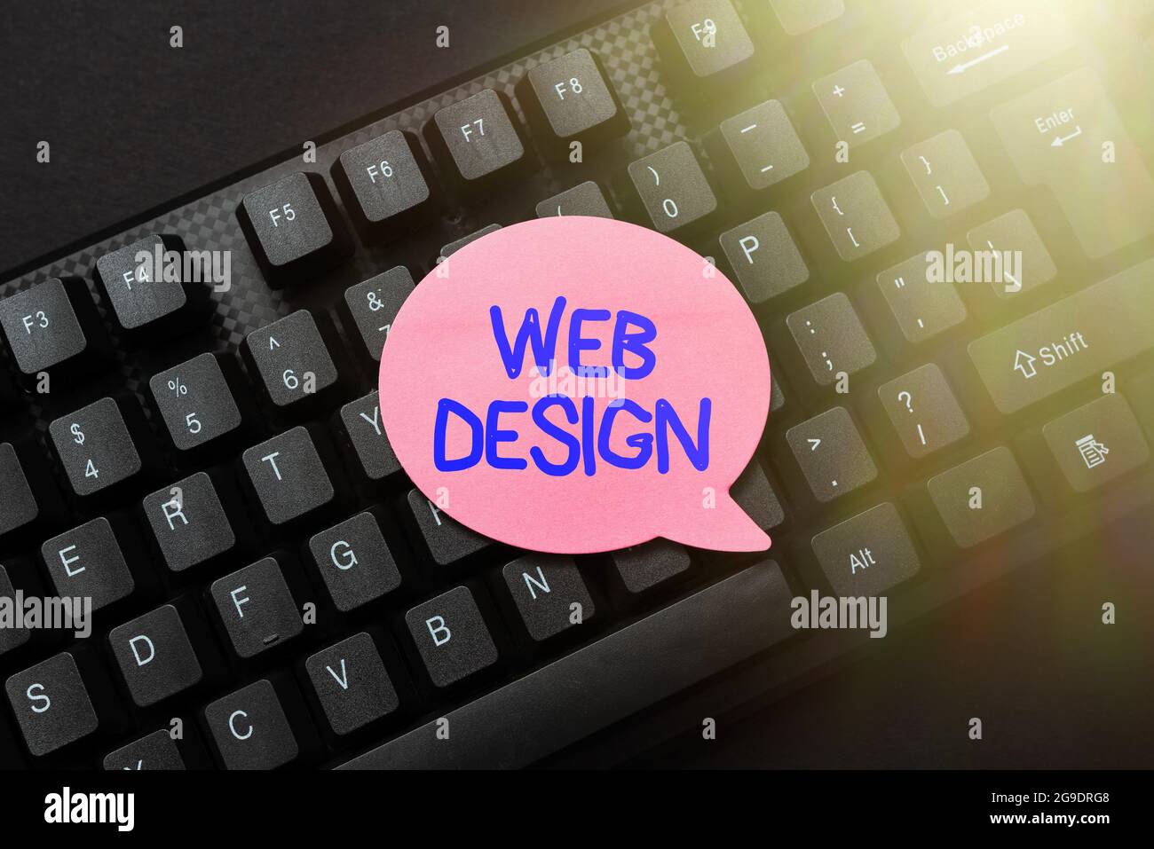 Conceptual display Web Design. Business concept website creation which includes layout, content ...