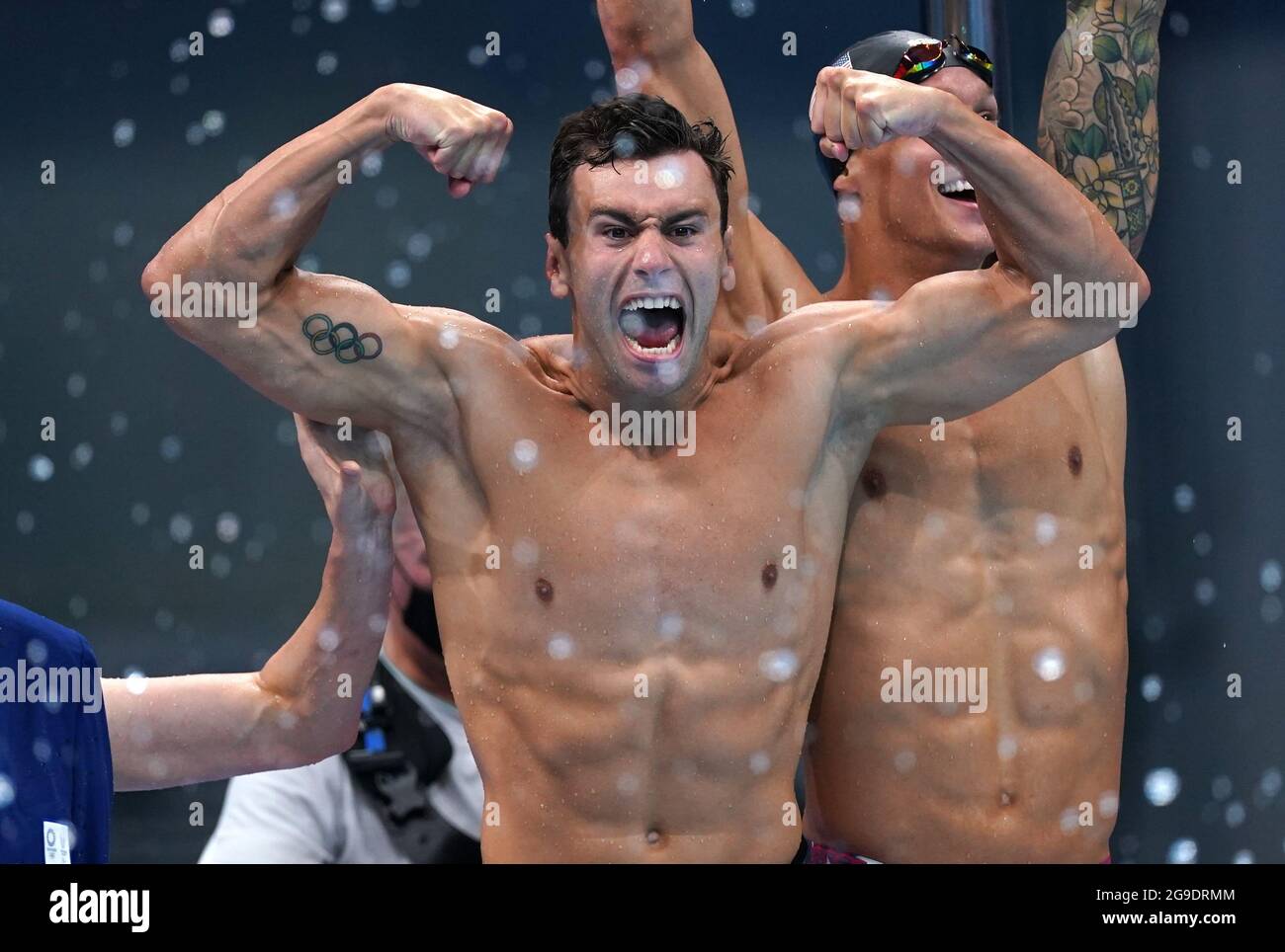 USA's Blake Pieroni celebrates after winning the Men's 4x100m Freestyle ...