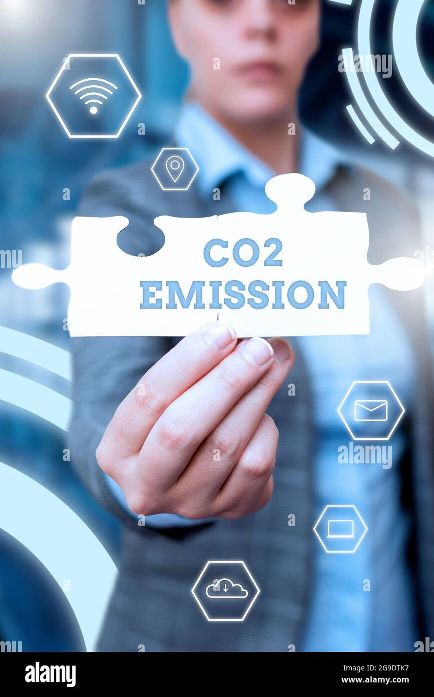 Conceptual caption Co2 Emission. Word Written on Releasing of ...