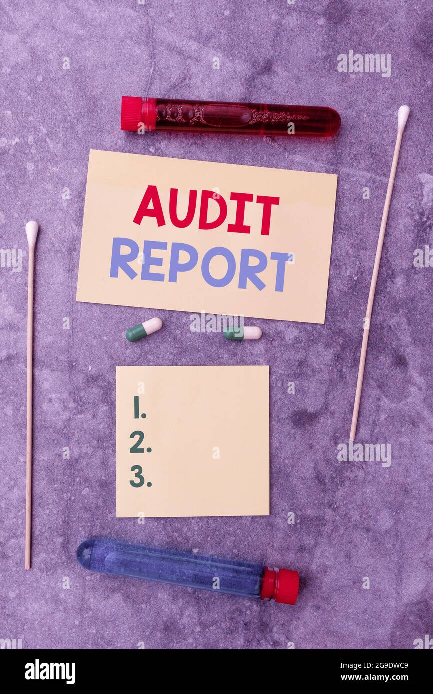 Sign displaying Audit Report. Word for An appraisal of complete ...