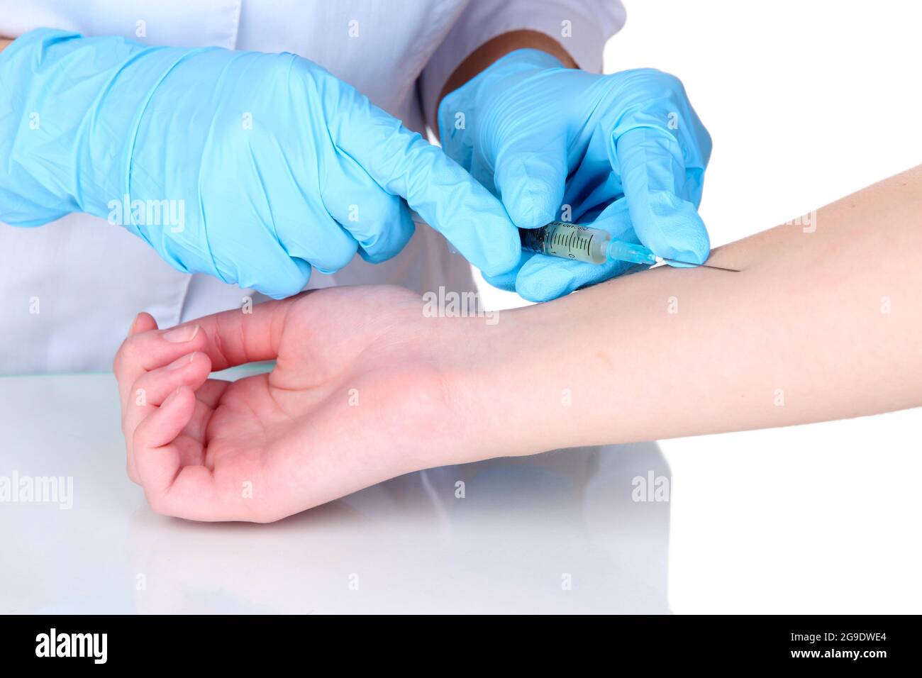 vaccine injection in hand isolated on white Stock Photo - Alamy