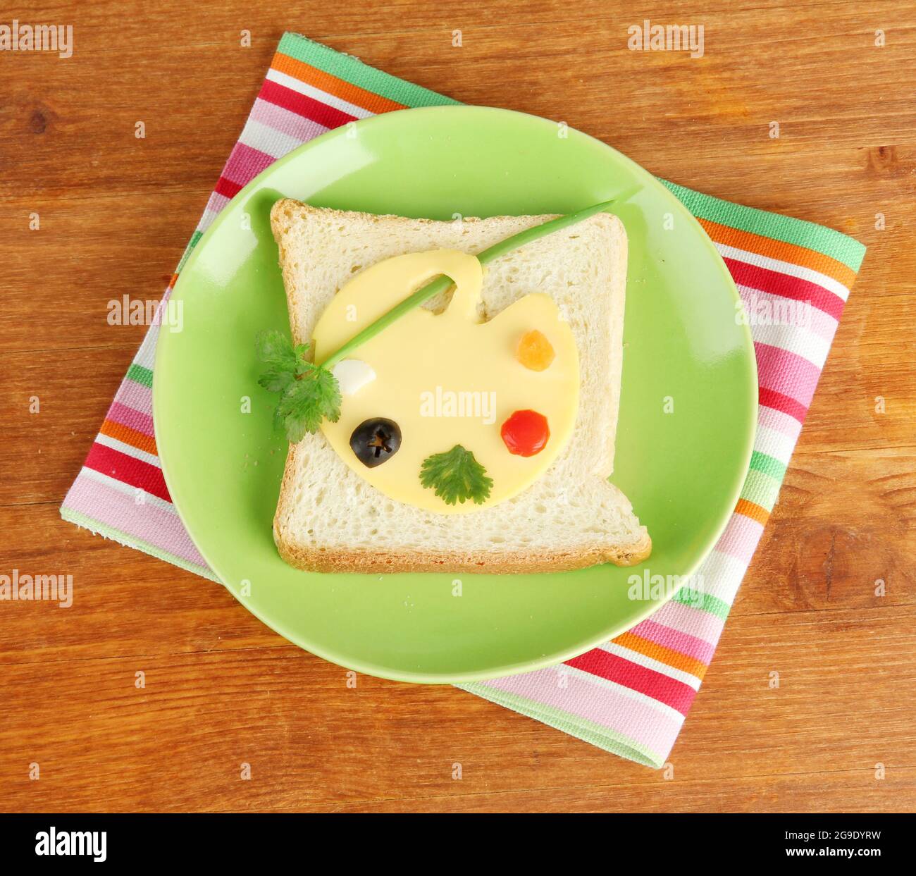 fun food for kids on wooden background Stock Photo - Alamy