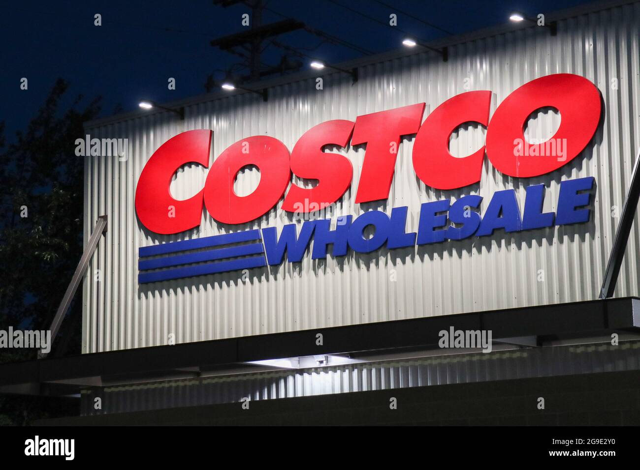 Seattle, United States. 24th July, 2021. The Costco logo is seen on the ...