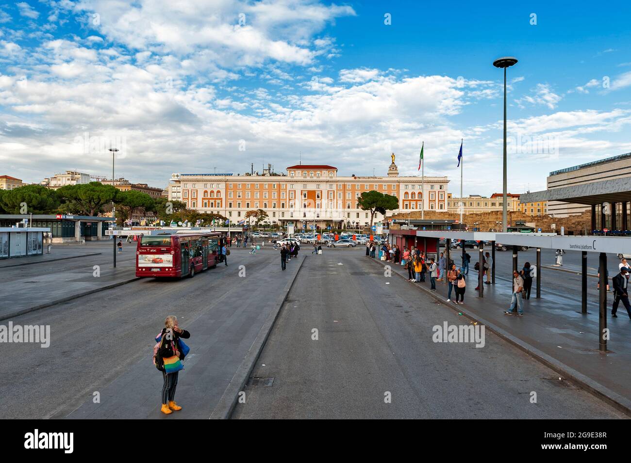 Bus stops at Piazza dei Cinquecento in front of Roma Termini, the main ...