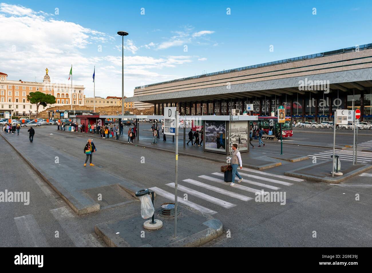 Bus stops at Piazza dei Cinquecento in front of Roma Termini, the main ...