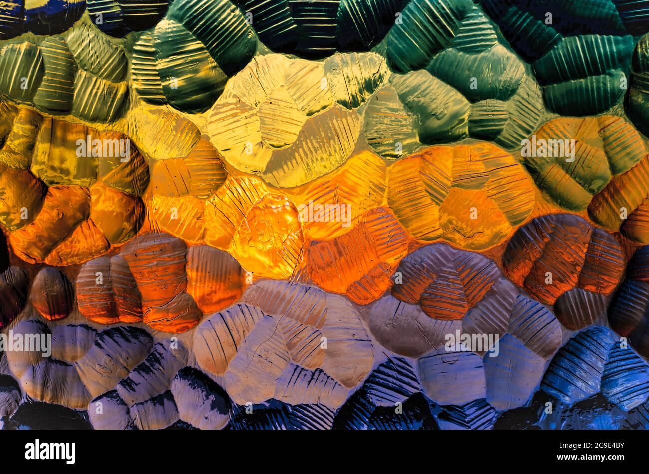 Abstract of pattern glass with a mixture of colors in the pattern Stock ...