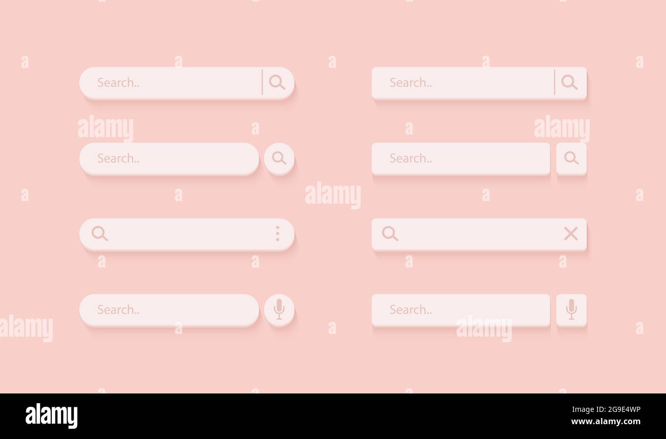 3D search bar. Browser button for website and UI design. Set of ...