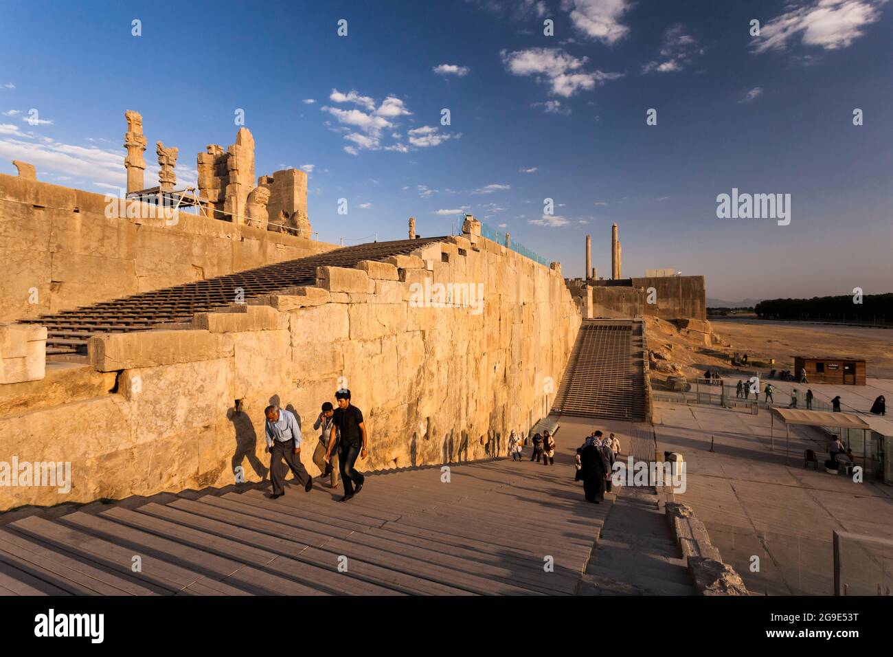 Persepolis, platform and the great staircase, evening glow, ceremonial ...