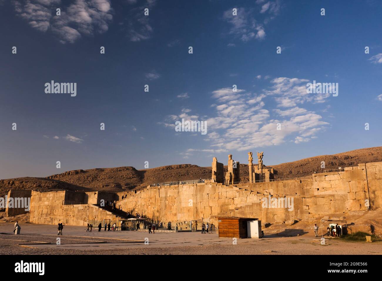 Persepolis, platform and the great staircase, evening glow, ceremonial ...