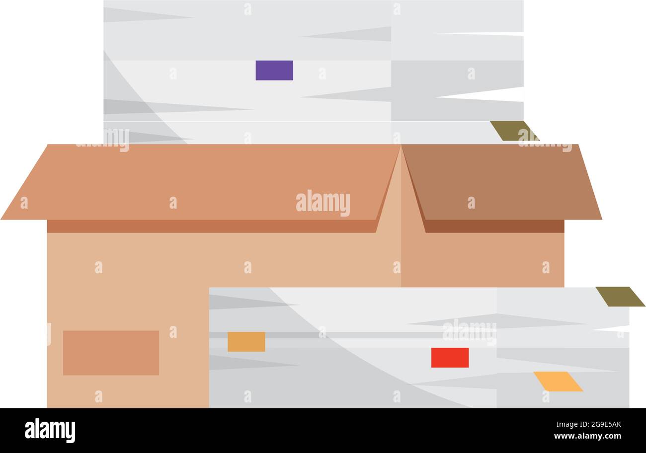 box with stack of paperwork Stock Vector Image & Art - Alamy