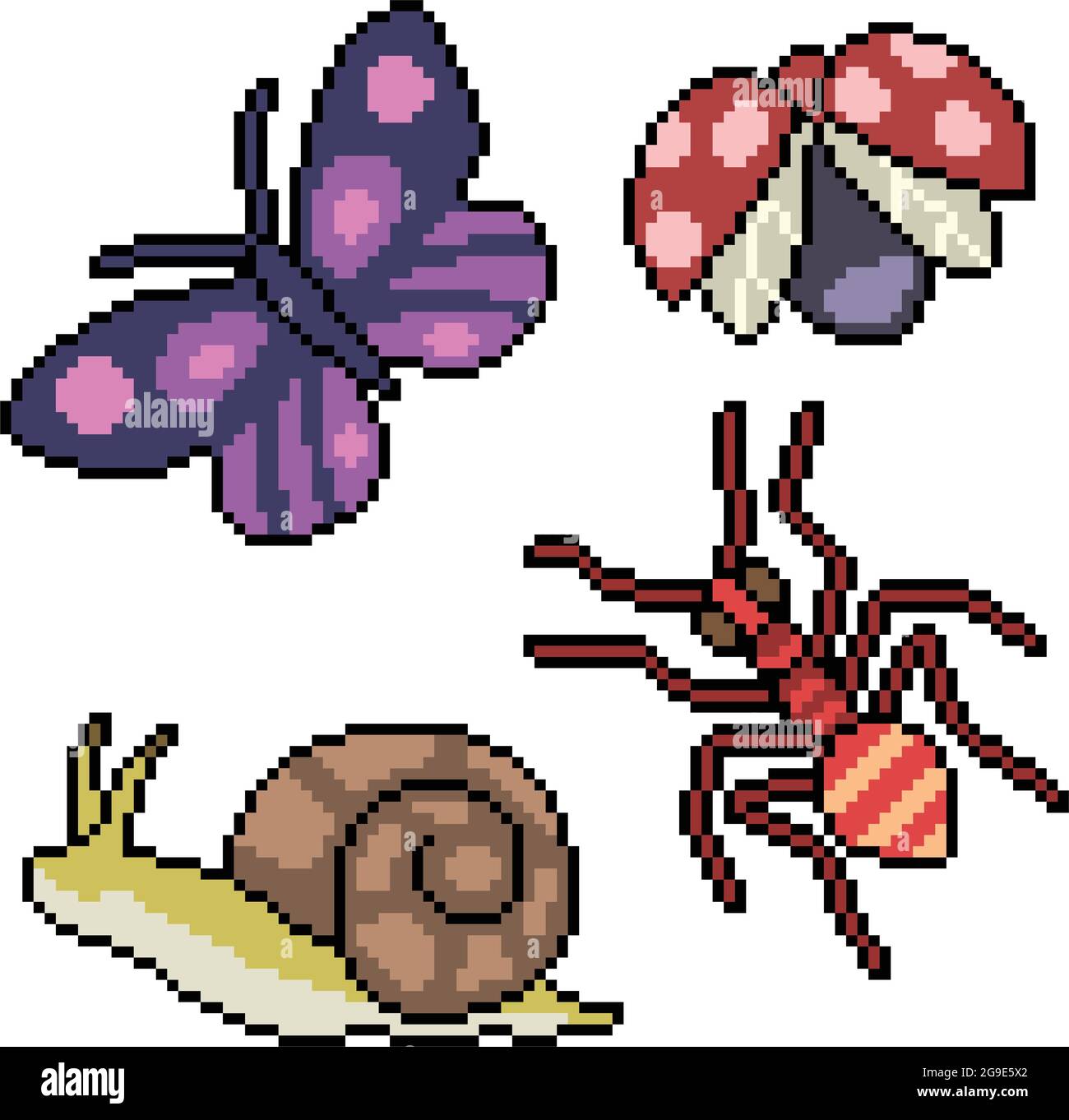 pixel art of small garden bugs Stock Vector Image & Art - Alamy