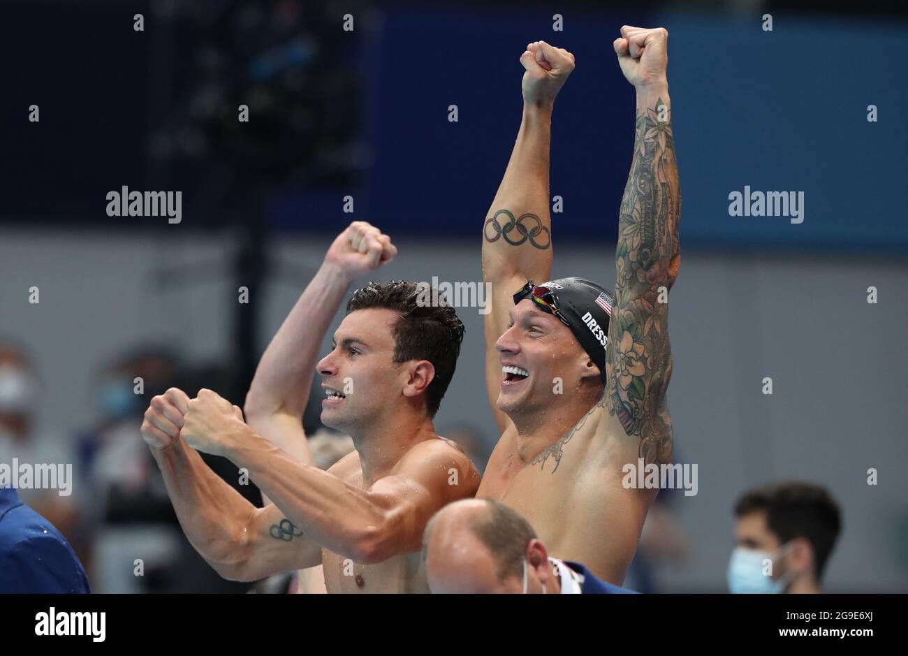 Tokyo, Japan. 26th July, 2021. Blake Pieroni (L) and Caeleb Dressel of ...