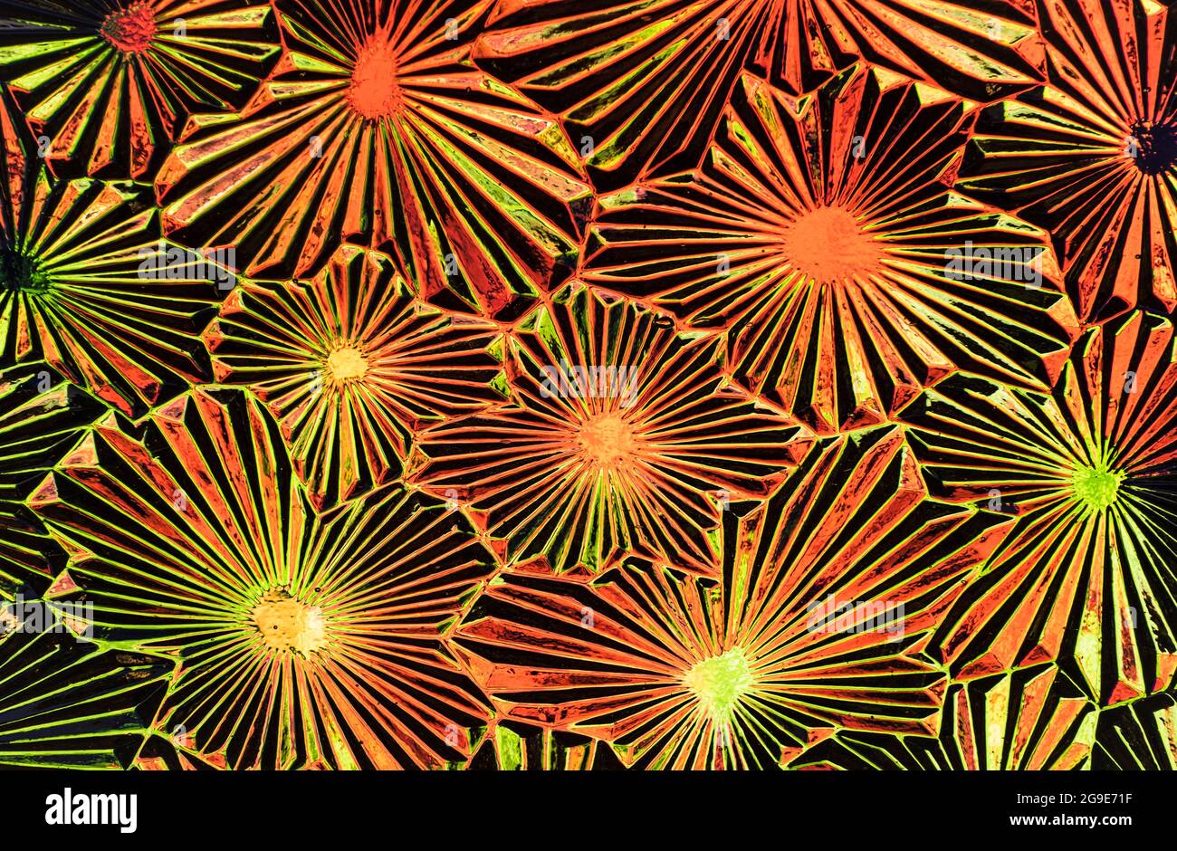 Abstract of pattern glass with with a mixture of colors in the pattern ...