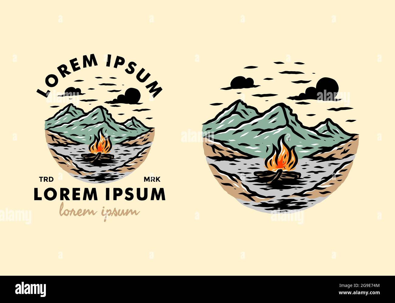 Mountain and bonfire illustration drawing design Stock Vector Image ...