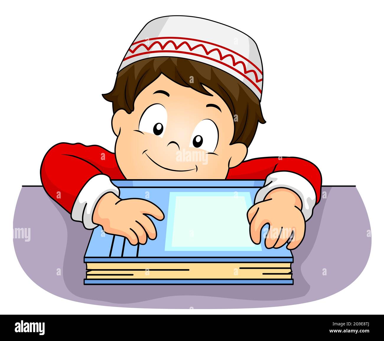 Illustration of a Kid Boy Muslim Handing Book at the Library Stock ...