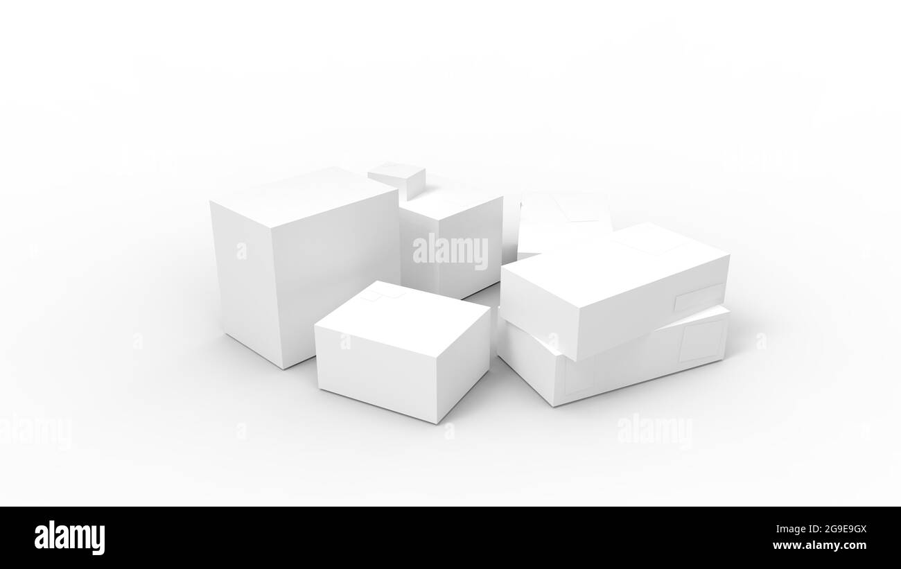 3d rendering of a couple of boxes gatherd together light bright ...