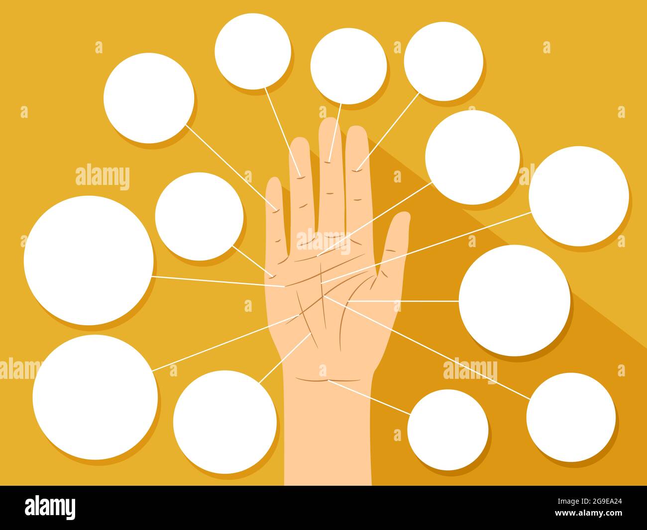 Illustration of a Hand Showing Palm with Blank Labels for All Lines in ...