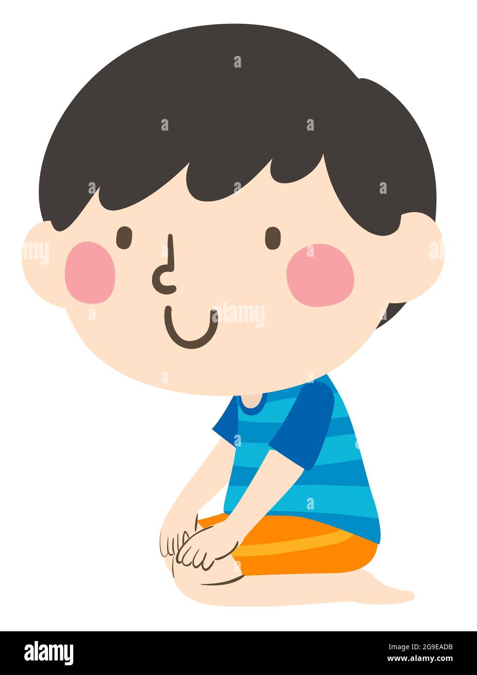 Illustration of a Kid Boy in Sitting Kneeling Position in Side View ...