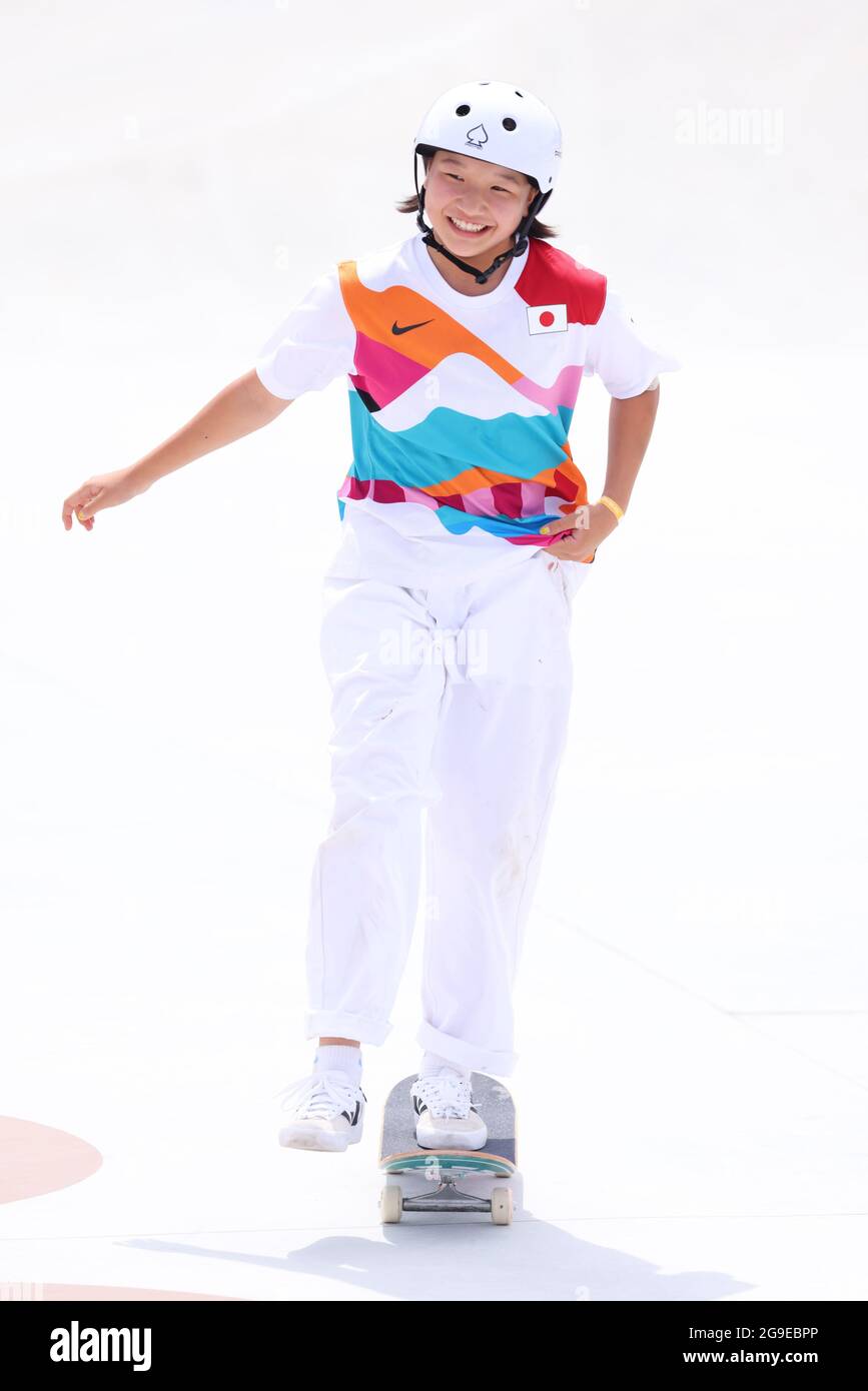 Tokyo, Japan. 26th July, 2021. Momiji Nishiya (JPN) Skateboarding ...