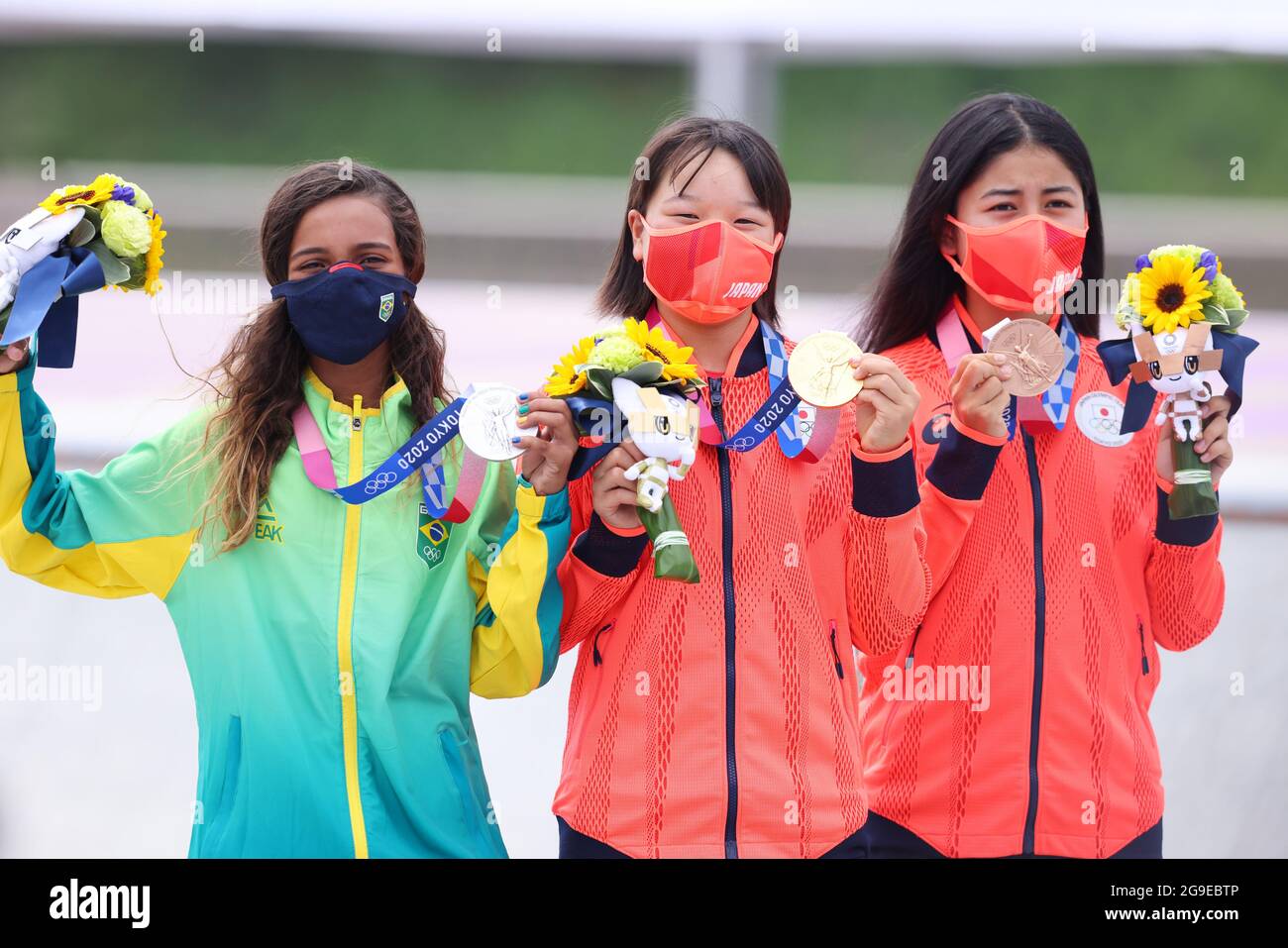Tokyo, Japan. 26th July, 2021. (L to R) Rayssa Leal (BRA), Momiji ...
