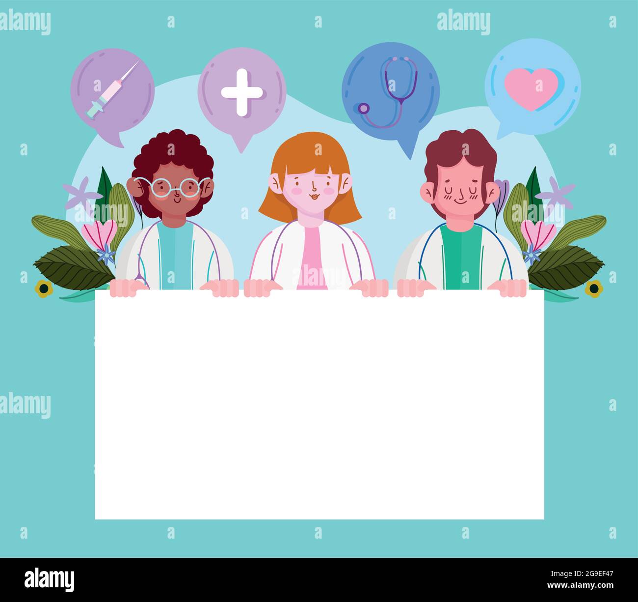 doctors with blank banner Stock Vector Image & Art - Alamy