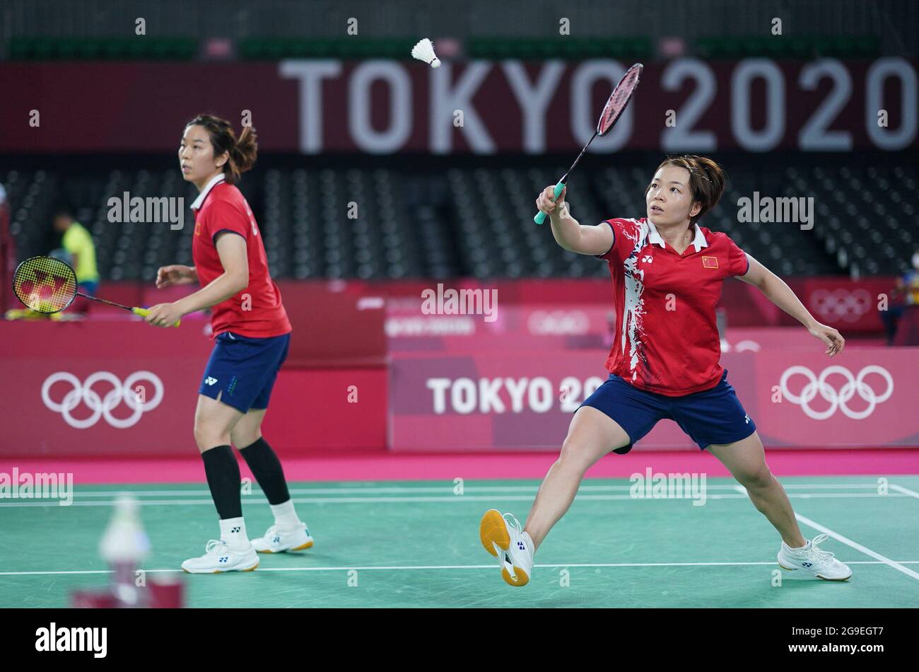 Tokyo, Japan. 26th July, 2021. Chen Qingchen(R)/Jia Yifan of China compete during the women's ...