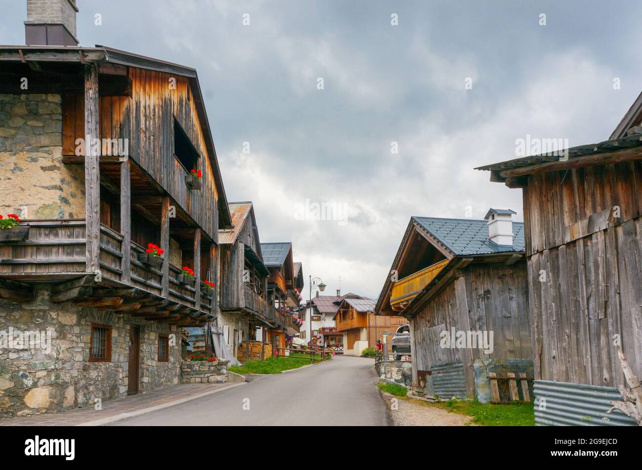 Sappada, Italy (25th July 2021) - The traditional wooden houses of the ...