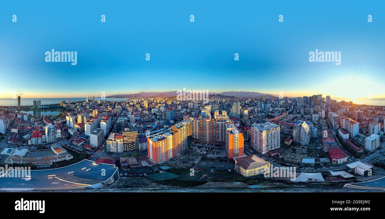 Batumi, Georgia - April 28, 2021: 360VR panorama of the city at sunset ...
