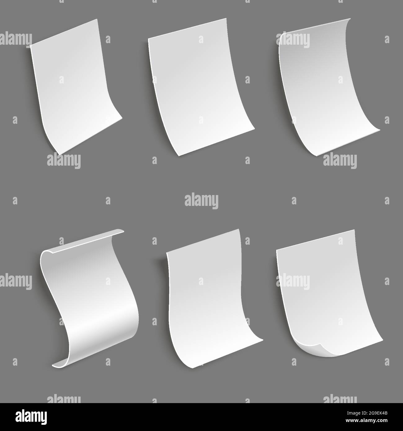 3d realistic collection of paper sheets in different side views Stock ...